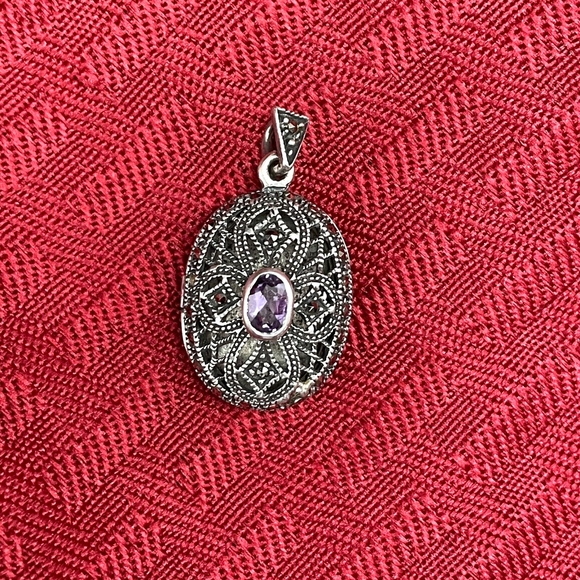 Jewelry | Vintage Fas Sterling Silver Locketpendant With Amethyst Stone ...
